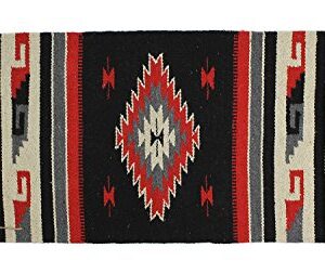 Onyx Arrow Southwest Area Rug, 32 x 64 Inches, Center Diamond, Black/Red