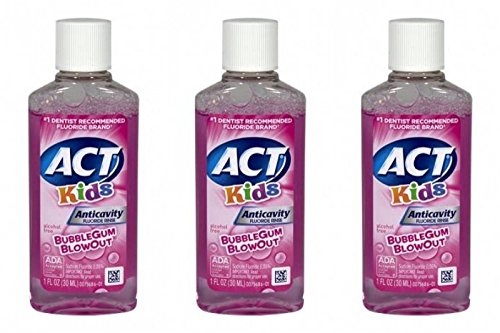 ACT Kids Anti-Cavity Fluoride Rinse, Bubblegum Blowout Travel Size 1 Oz (Pack of 3)