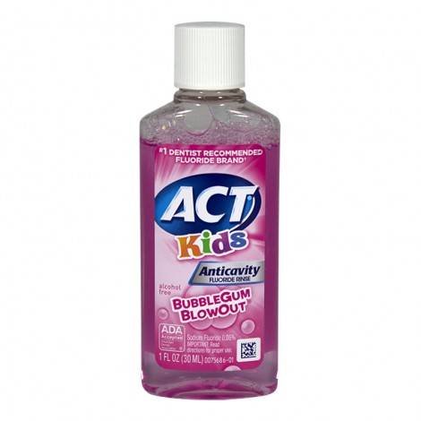 ACT Kids Anti-Cavity Fluoride Rinse, Bubblegum Blowout Travel Size 1 Oz (Pack of 3)