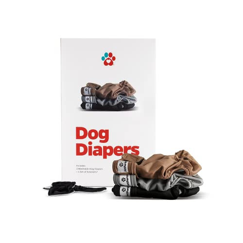 Pet Parents Premium Washable Dog Diapers & Extendrs, (3pack) of Female Dog Diapers & Male Dog Diapers, Color: Natural, Size: Large Dog Diapers