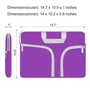 HESTECH Laptop case 14 inch,Chromebook Sleeve Cover,Neoprene Protective Carrying Bag for 14-15.6" HP Asus Acer Samsung Sony Lenovo Dell XPS Surface Book 15/16 inch MacBook Pro Computer,Purple