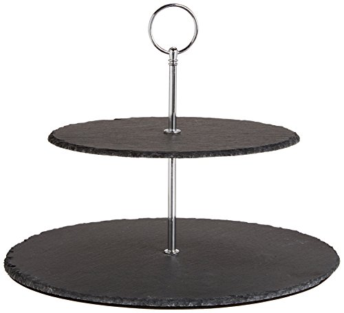 Evco International Creative Home 2 Tier Stand with Handle, Slate