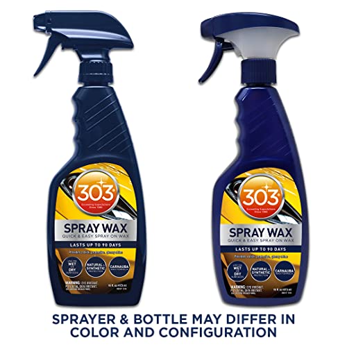 303 Spray Wax - Quick And Easy Spray On Wax - Lasts Up To 90 Days - Use On Wet Or Dry Surfaces - Natural And Synthetic Protection - Carnauba Wax Formulation, 16 fl. oz. (30217CSR) Packaging May Vary