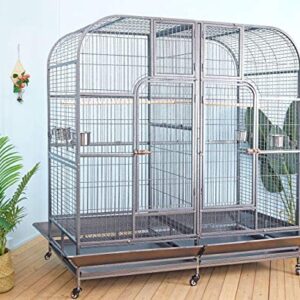 Double Cage with Center Divider for Bird Parrot Aviary W64xd32xh73