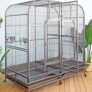 Double Cage with Center Divider for Bird Parrot Aviary W64xd32xh73