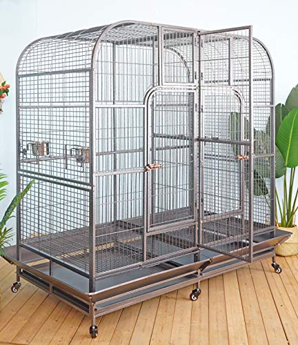 Double Cage with Center Divider for Bird Parrot Aviary W64xd32xh73