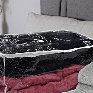 Clear Blanket Storage Bag - Durable Vinyl Material to Shield Your Blankets and Clothes from Dust, Dirt and Moisture. Easy Gliding Zipper for Easy Access.