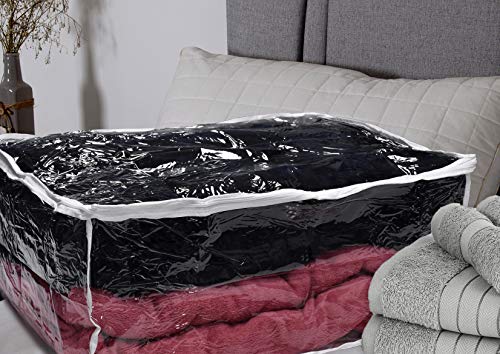 Clear Blanket Storage Bag - Durable Vinyl Material to Shield Your Blankets and Clothes from Dust, Dirt and Moisture. Easy Gliding Zipper for Easy Access.