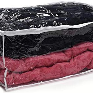 Clear Blanket Storage Bag - Durable Vinyl Material to Shield Your Blankets and Clothes from Dust, Dirt and Moisture. Easy Gliding Zipper for Easy Access.