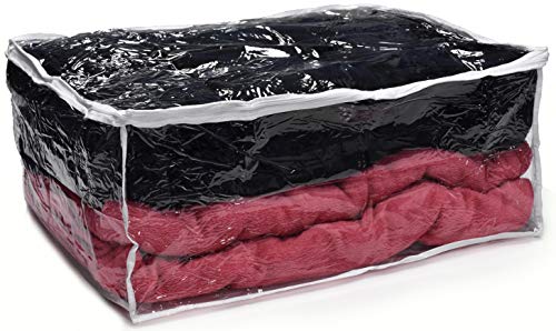 Clear Blanket Storage Bag - Durable Vinyl Material to Shield Your Blankets and Clothes from Dust, Dirt and Moisture. Easy Gliding Zipper for Easy Access.