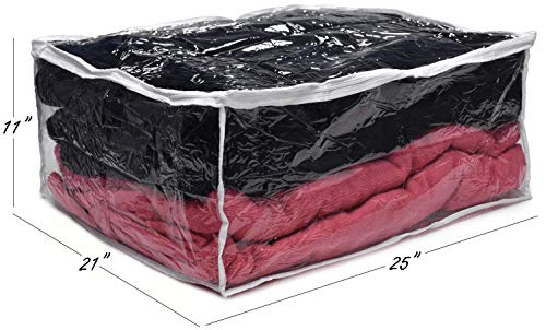 Clear Blanket Storage Bag - Durable Vinyl Material to Shield Your Blankets and Clothes from Dust, Dirt and Moisture. Easy Gliding Zipper for Easy Access.