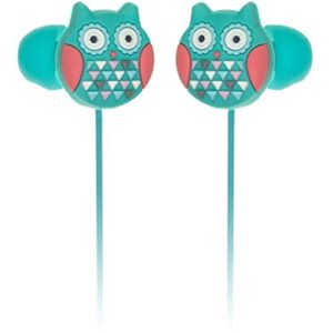 Gifting GIBUDGOWLBUN Silicone Earbuds in-Ear Headphone Compatible with iPod, iPhone, iPad, Tablets and Smartphone Devices - Green Owl