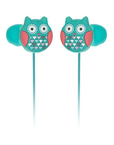 Gifting GIBUDGOWLBUN Silicone Earbuds in-Ear Headphone Compatible with iPod, iPhone, iPad, Tablets and Smartphone Devices - Green Owl