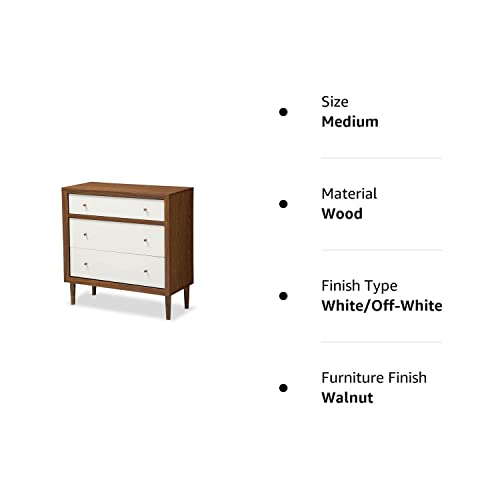 Baxton Studio FP-6782-Walnut/White chests-of-Drawers, Medium, White and Walnut