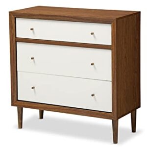 Baxton Studio FP-6782-Walnut/White chests-of-Drawers, Medium, White and Walnut