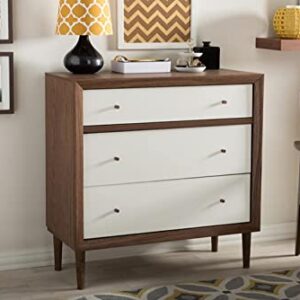 Baxton Studio FP-6782-Walnut/White chests-of-Drawers, Medium, White and Walnut