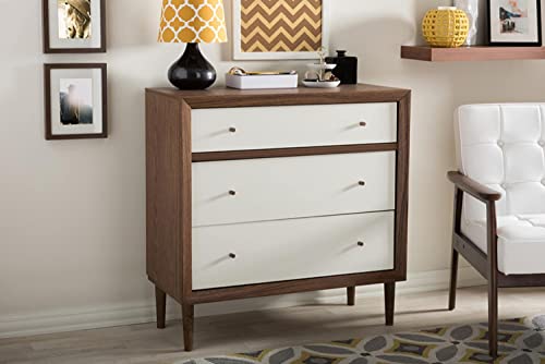 Baxton Studio FP-6782-Walnut/White chests-of-Drawers, Medium, White and Walnut