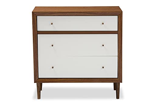 Baxton Studio FP-6782-Walnut/White chests-of-Drawers, Medium, White and Walnut