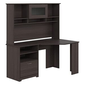 bush furniture cabot corner desk with hutch, heather gray