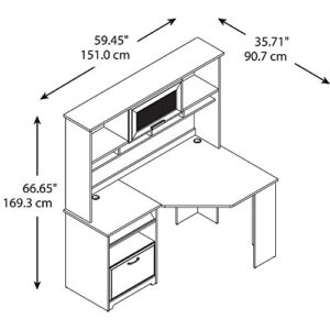 Bush Furniture Cabot Corner Desk with Hutch, Heather Gray