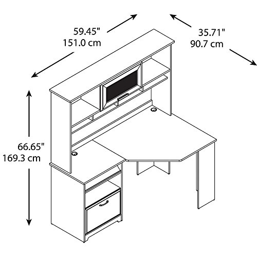 Bush Furniture Cabot Corner Desk with Hutch, Heather Gray