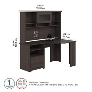 Bush Furniture Cabot Corner Desk with Hutch, Heather Gray