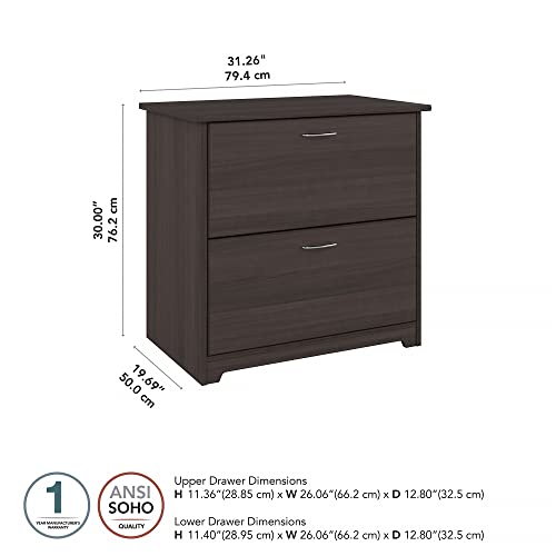 Bush Furniture Cabot 2 Drawer Lateral File Cabinet, Heather Gray