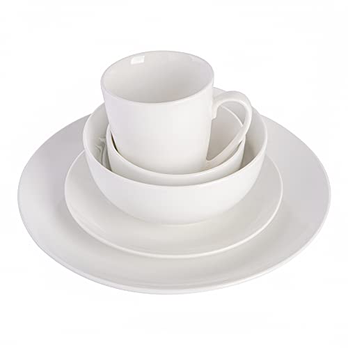 Gibson Home Zen Buffet Porcelain Dinnerware Set, Service for 6 (30pcs), White (Coupe)