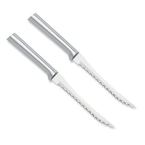 rada cutlery tomato slicing knife – stainless steel blade with aluminum handle made in usa, 8-7/8 inches, 2 pack