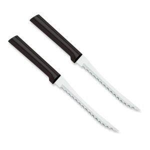 rada cutlery tomato slicing knife stainless steel blade made in usa, 8-7/8 inches, 2-pack, black handle