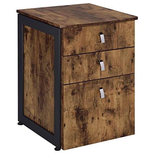 Coaster Furniture Estrella 3-Drawer File Cabinet Antique Nutmeg and Gunmetal 800656