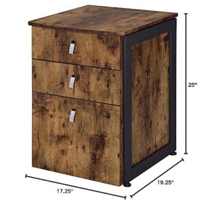 Coaster Furniture Estrella 3-Drawer File Cabinet Antique Nutmeg and Gunmetal 800656