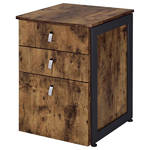 Coaster Furniture Estrella 3-Drawer File Cabinet Antique Nutmeg and Gunmetal 800656