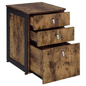 Coaster Furniture Estrella 3-Drawer File Cabinet Antique Nutmeg and Gunmetal 800656