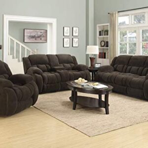 Coaster Home Furnishings Weissman Pillow Padded Reclining Loveseat with Cupholders and Storage, Chocolate