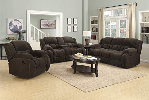 Coaster Home Furnishings Weissman Pillow Padded Reclining Loveseat with Cupholders and Storage, Chocolate