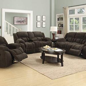 Coaster Home Furnishings Weissman Pillow Padded Reclining Loveseat with Cupholders and Storage, Chocolate