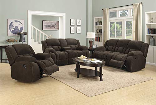 Coaster Home Furnishings Weissman Pillow Padded Reclining Loveseat with Cupholders and Storage, Chocolate