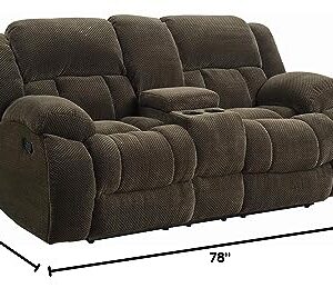 Coaster Home Furnishings Weissman Pillow Padded Reclining Loveseat with Cupholders and Storage, Chocolate