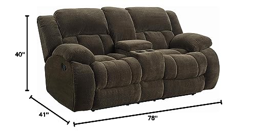 Coaster Home Furnishings Weissman Pillow Padded Reclining Loveseat with Cupholders and Storage, Chocolate