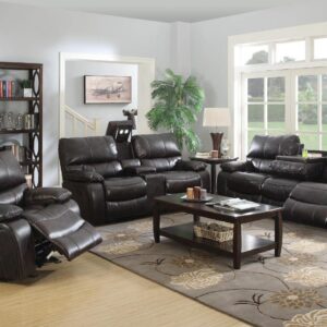 Coaster Home Furnishings Willemse Motion Sofa with Drop-Down Table Dark Brown