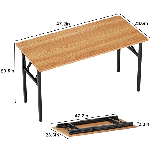 Need Home Office Desk 47 inches Folding Computer Table Workstation No Install, Teak and Black