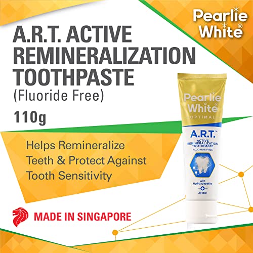 Pearlie White Active Remineralization Fluoride Free Toothpaste | 3.8oz/110gm | Remineralizing Toothpaste for Tooth Enamel Repair | Helps Remove Stains | Contains Hydroxyapatite and Xylitol | Pack of 1