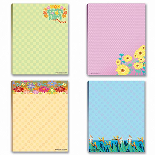 Floral Notepads - 4 Assorted Note Pads - Flower Theme Pads