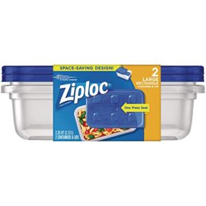 Ziploc Large Rectangle 9 Cup Containers with Lids, 2 Count