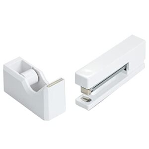 JAM PAPER Office & Desk Sets - 1 Stapler & 1 Tape Dispenser - White - 2/Pack