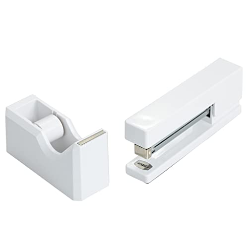 JAM PAPER Office & Desk Sets - 1 Stapler & 1 Tape Dispenser - White - 2/Pack