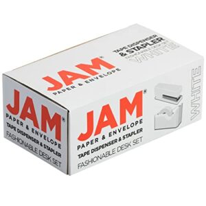 JAM PAPER Office & Desk Sets - 1 Stapler & 1 Tape Dispenser - White - 2/Pack