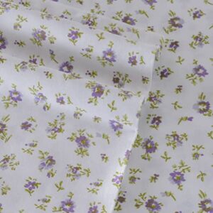 Laura Ashley Home - King Sheets, Soft Sateen Cotton Bedding Set - Sleek, Smooth, & Breathable Home Decor, Petite Fleur Heather