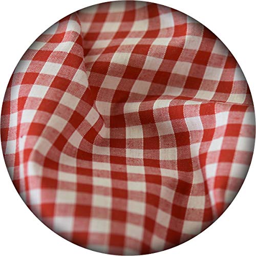 5 Yards Checkered Fabric 60" Wide - Gingham Buffalo Check Fabric | 100% Polyester White & Red Check Fabric | Perfect for Parties Fabric, Picnics, Indoor and Outdoor Table Cloths and Curtains